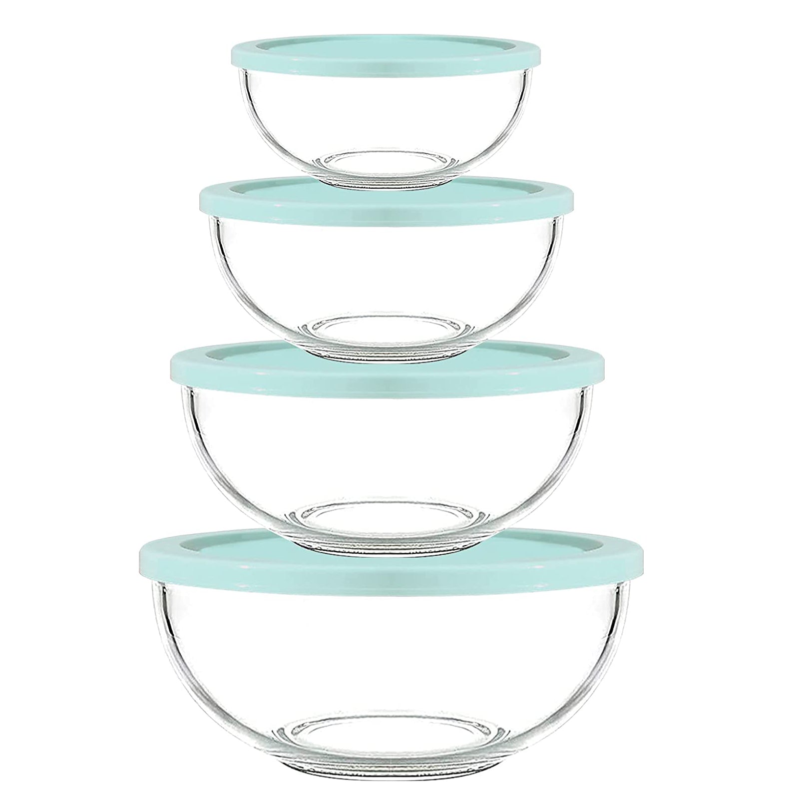 Borosilicate Clear Glass Mixing Bowls with Lids Set of 4 (0.53qt, 1.1q ...